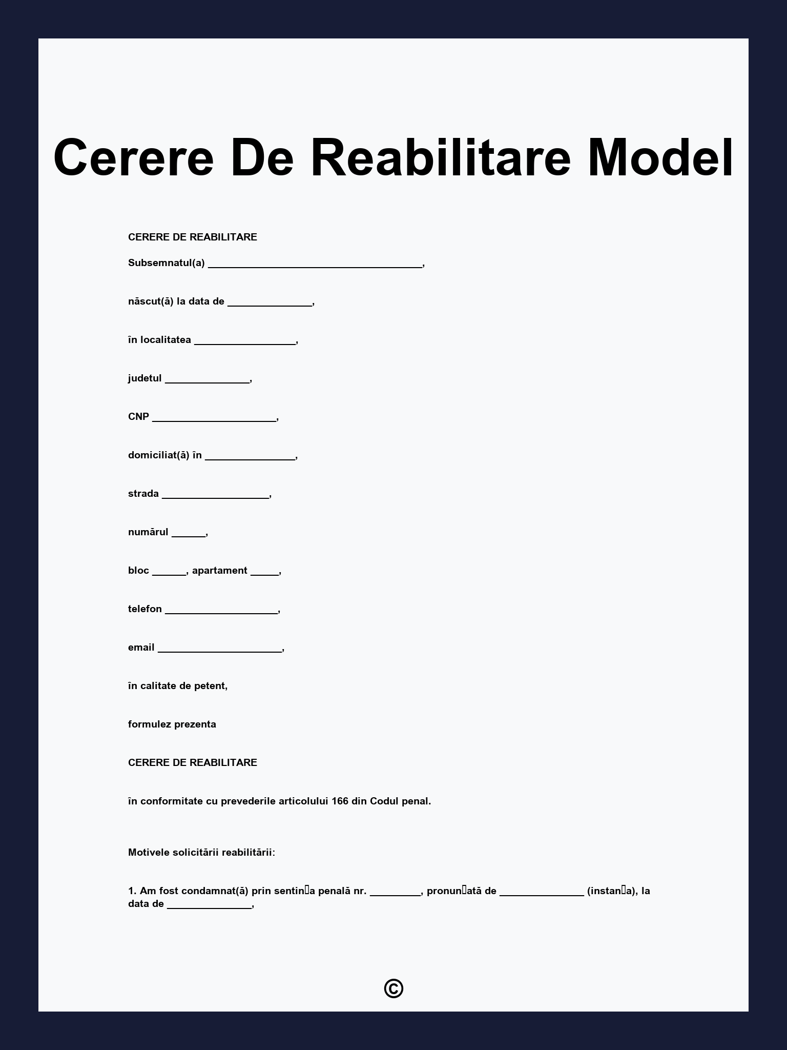 Cerere De Reabilitare Model