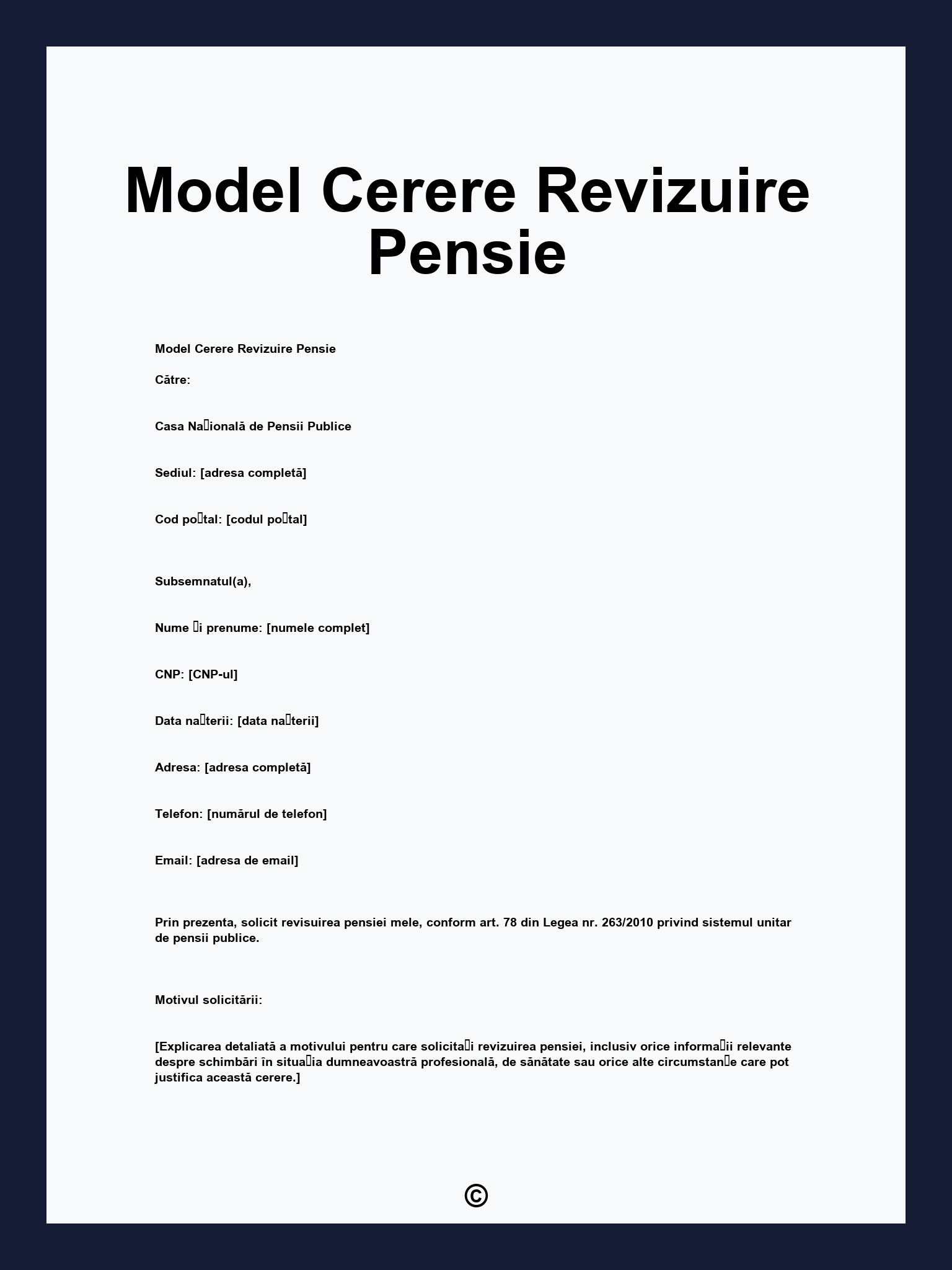 Model Cerere Revizuire Pensie