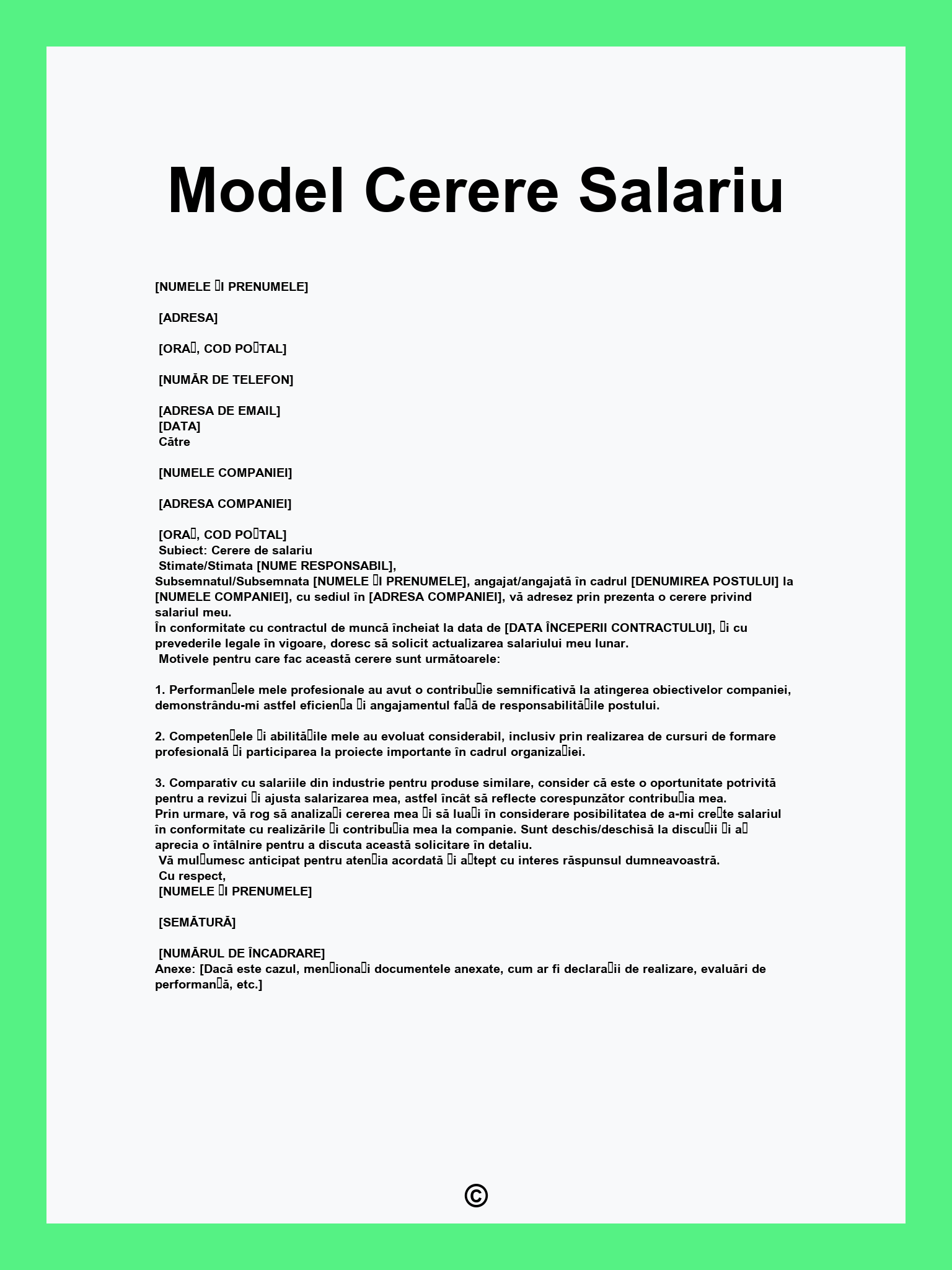 Model Cerere Salariu