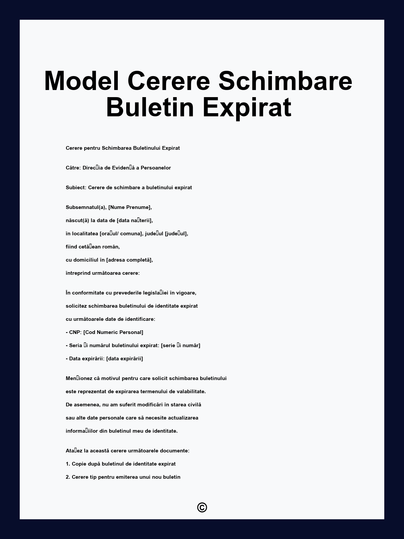 Model Cerere Schimbare Buletin Expirat