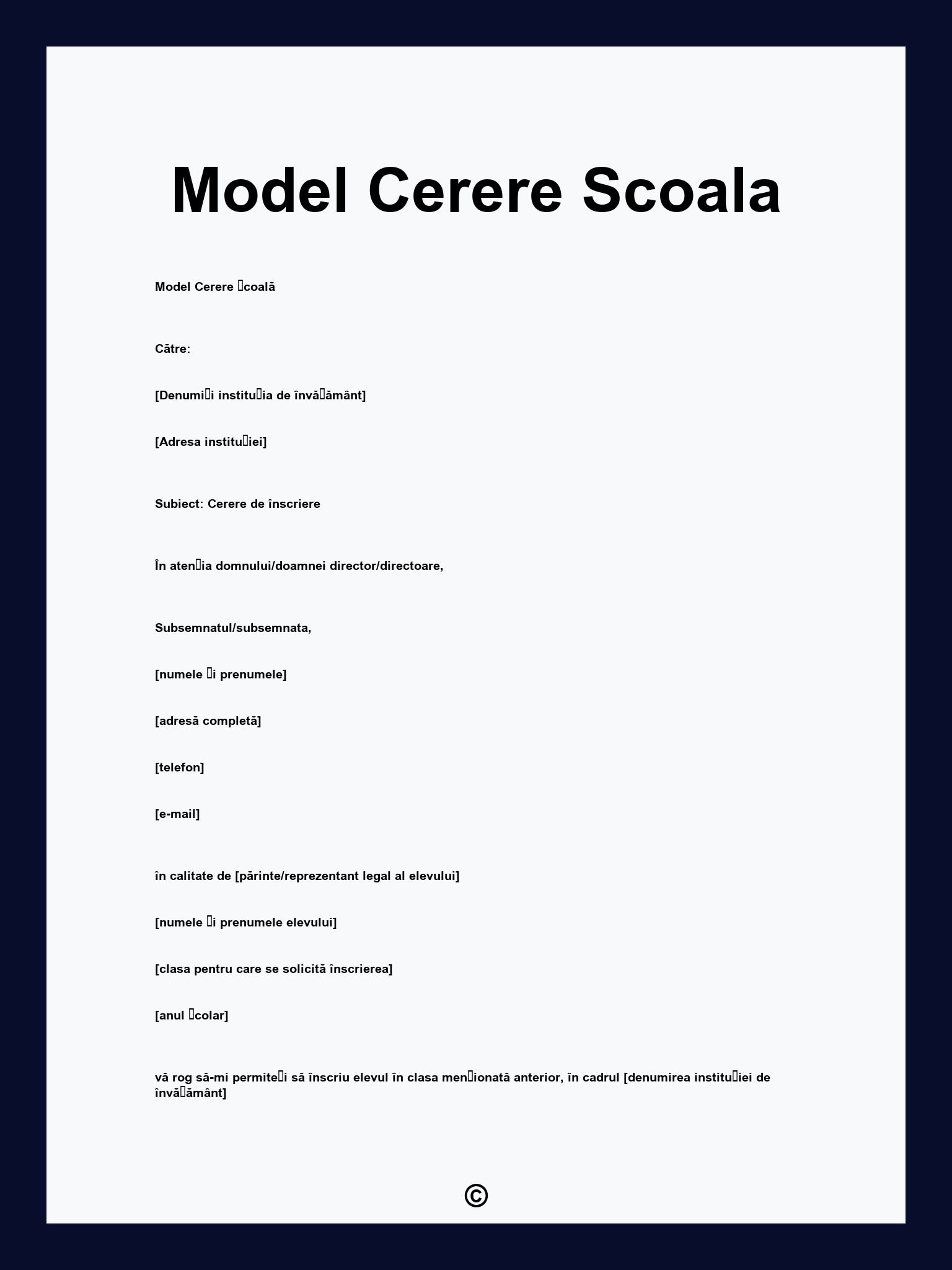 Model Cerere Scoala