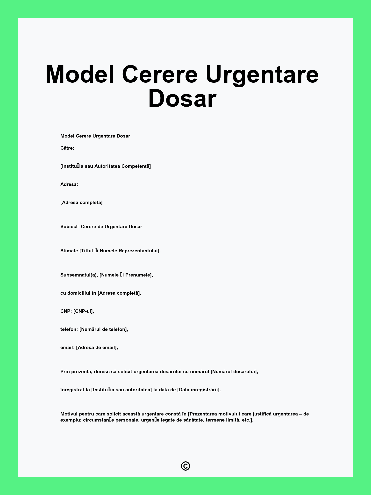 Model Cerere Urgentare Dosar