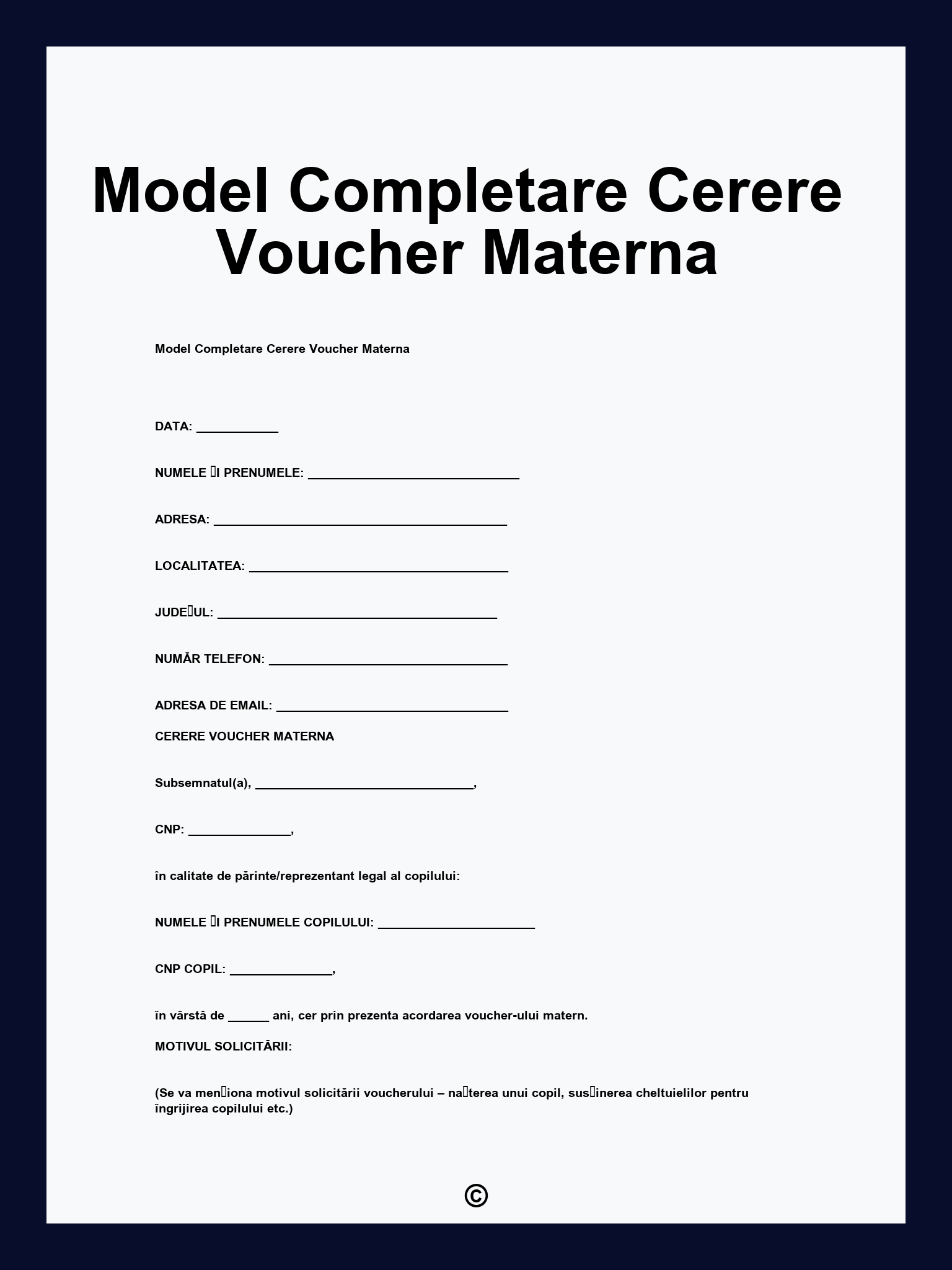Model Completare Cerere Voucher Materna